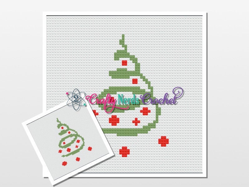 Christmas Tree Pattern Graph With Single Crochet and C2C Written, Chri ...