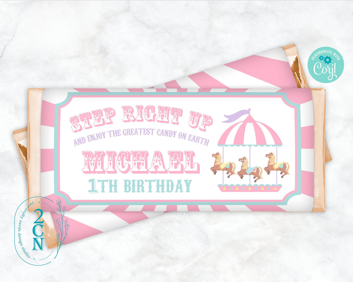 Circus Chocolate Bar Wrapper Carnival Candy Wrapper 2 Size Hershey Ald ...