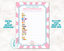 Circus Carnival Emoji Pictionary Game With Solution, JPG & PDF Instant ...